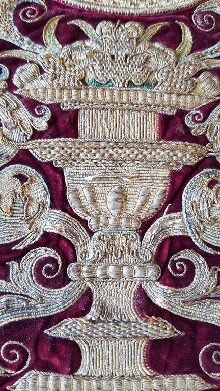 16th Century Spanish Ophrey with Metallic Thread and Deep Red Velvet ...