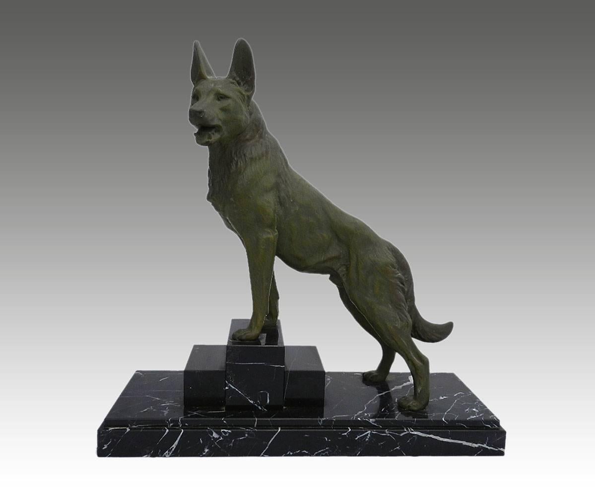 Louis-Albert Carvin French Art Deco German Shepherd Sculpture, circa ...