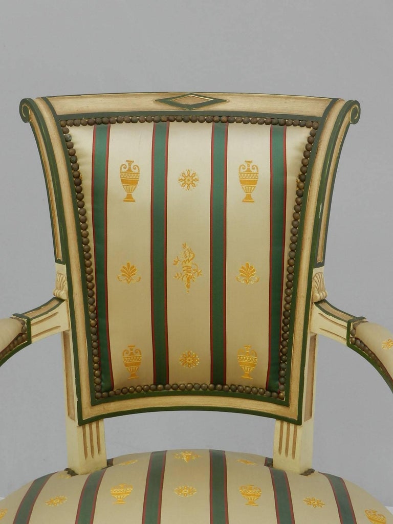 French Open Armchair Upholstered Vintage Directoire Empire Revival Mid ...