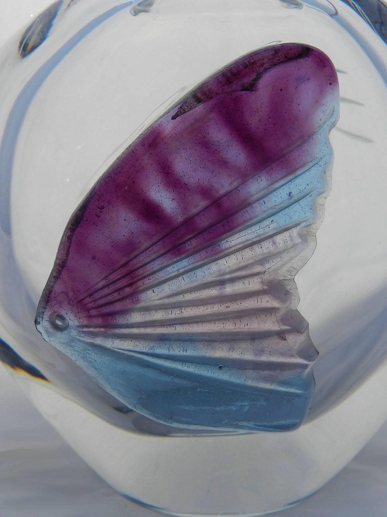 Daum Glass Table Lamp Base Signed Daum France Angel Fish, 20th Century ...