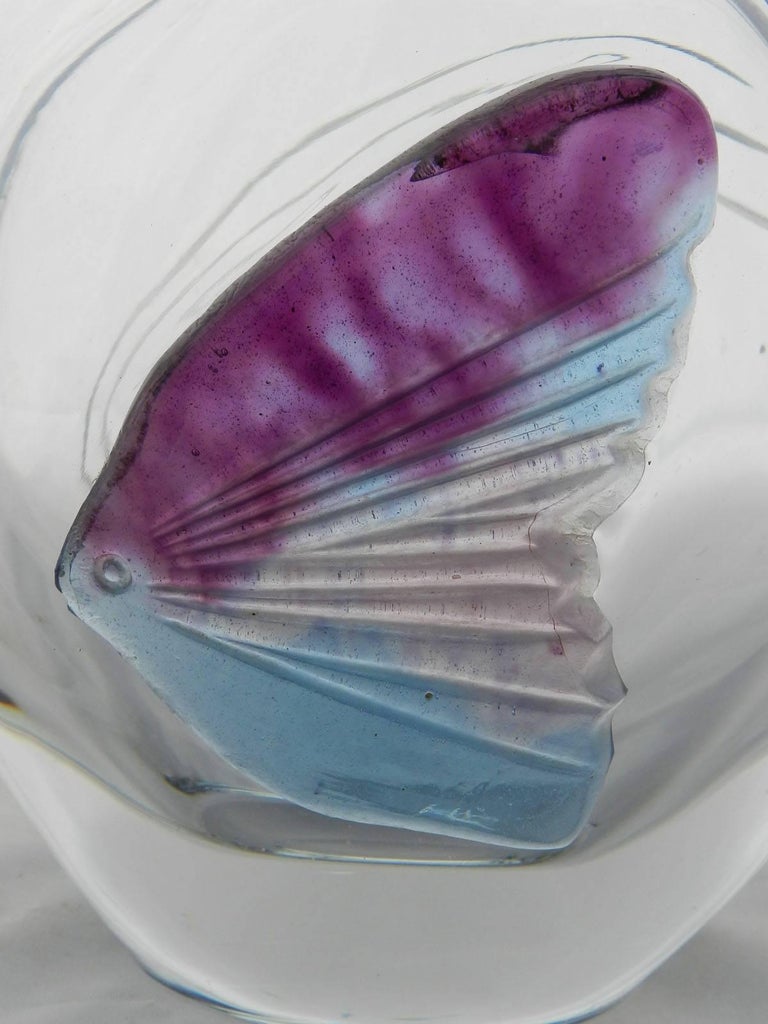 Daum Glass Table Lamp Base Signed Daum France Angel Fish, 20th Century ...