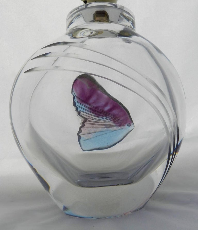 Daum Glass Table Lamp Base Signed Daum France Angel Fish, 20th Century ...