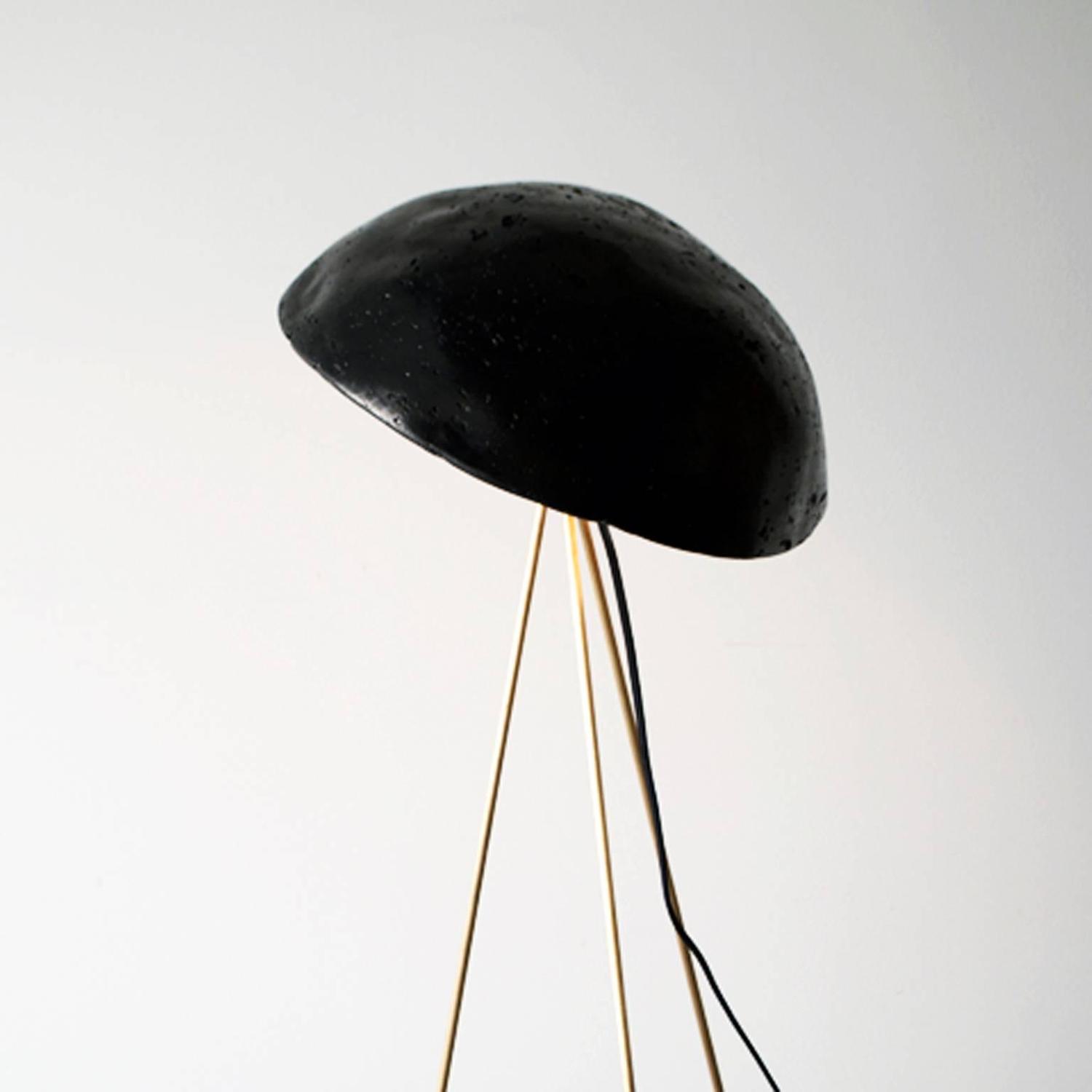 Funny Buddy Floor Lamp with Concrete Noggin and Brass Tripod Legs For ...