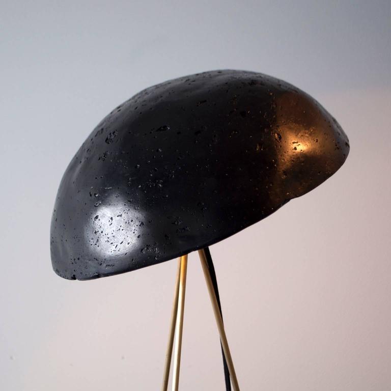 Funny Buddy Floor Lamp with Concrete Noggin and Brass Tripod Legs For ...