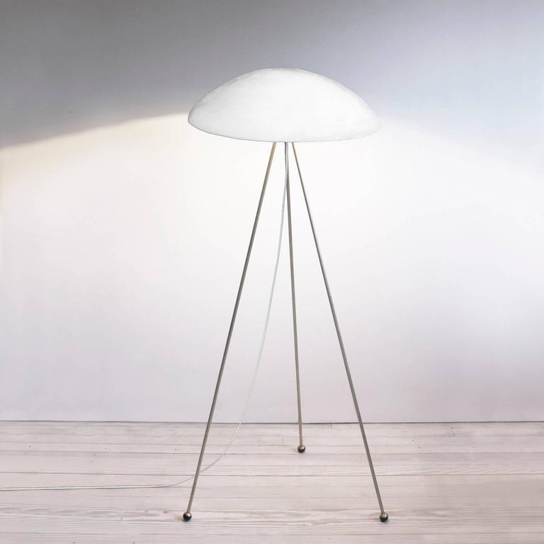 Tall Buddy Floor Lamp with Concrete Noggin and Brass Tripod Legs For ...