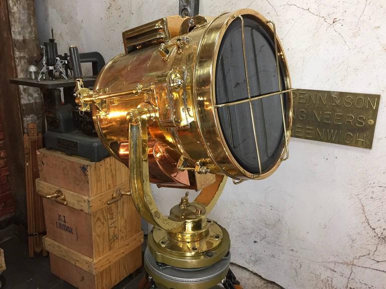20th Century Copper and Brass Signalling Floor Lamp and Military ...
