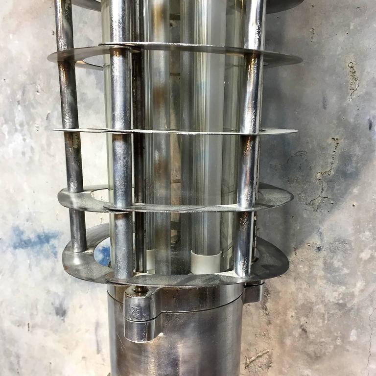 Late Century Industrial Wall Mounted Striplight- Cage, Glass Cylinder ...