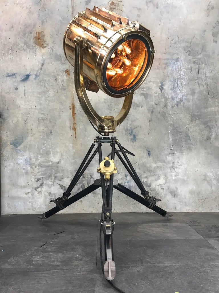 1977 Japanese Brass Searchlight and Black Military Tripod 7 Edison ...