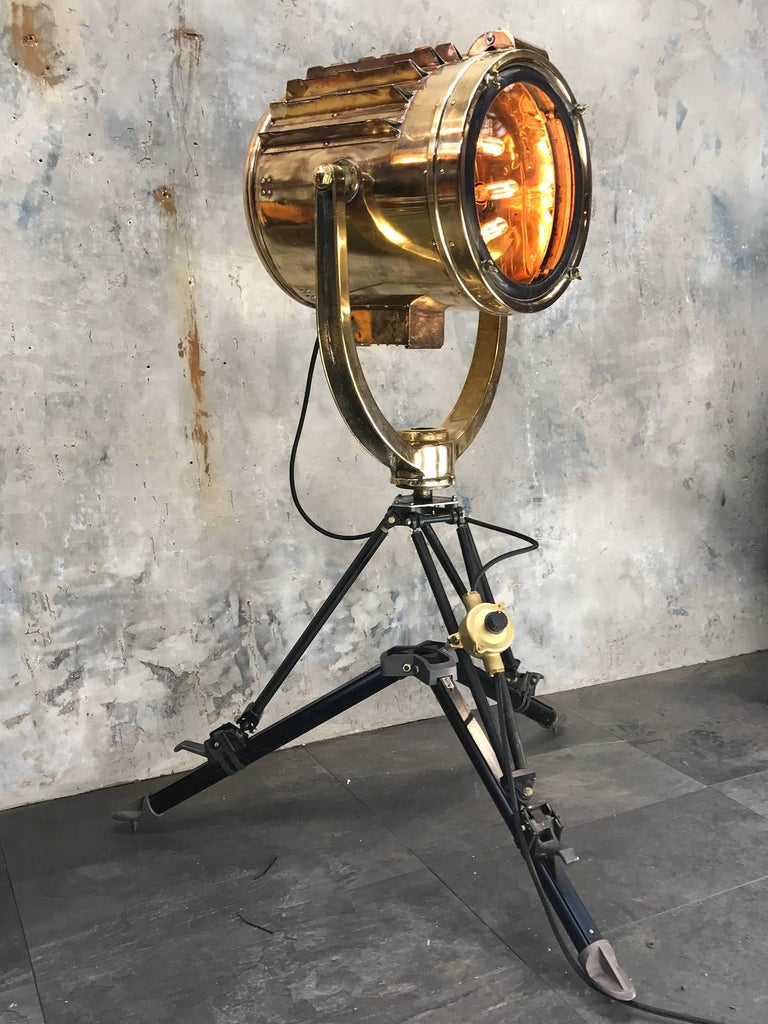 1977 Japanese Brass Searchlight and Black Military Tripod 7 Edison ...
