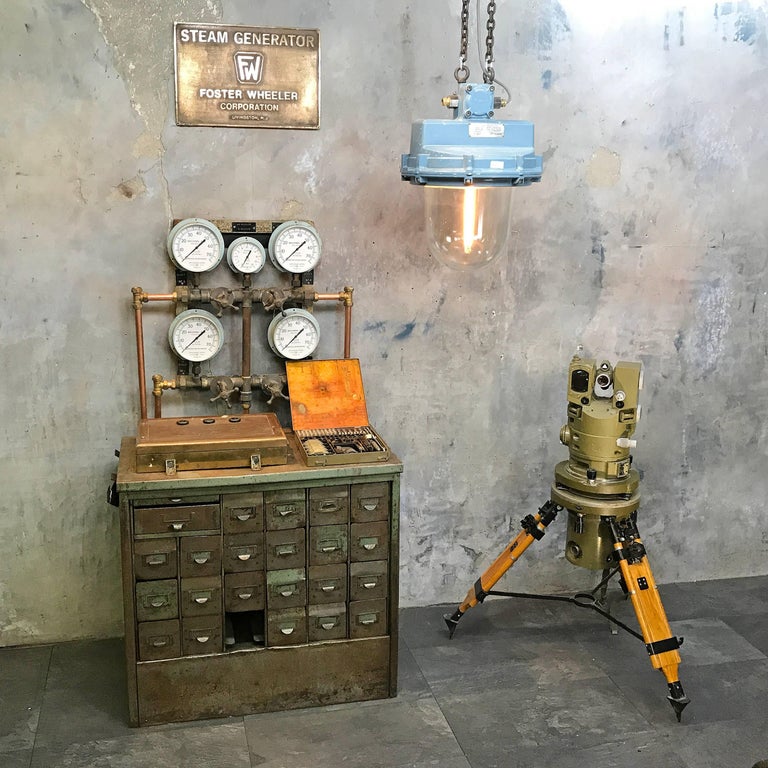 1980s British Made Aluminium and Glass Explosion Proof Victor Pendant ...