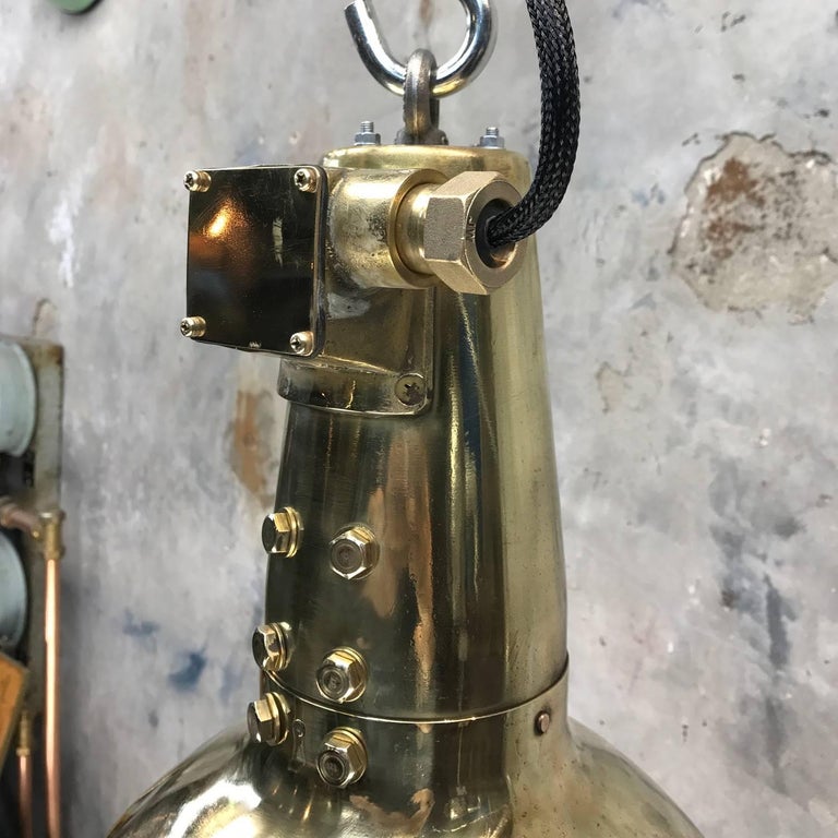 1970s, Japanese Brass Marine Nautical Searchlight Pendant Lamp, Edison ...