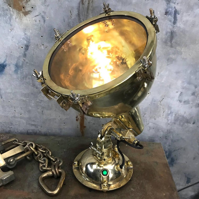 Midcentury Japanese Brass Industrial Searchlight / Table Lamp E27 ...