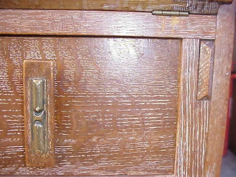 Heals. A Limed Oak Bureau Bookcase of Slim Proportions on Sledge Style ...