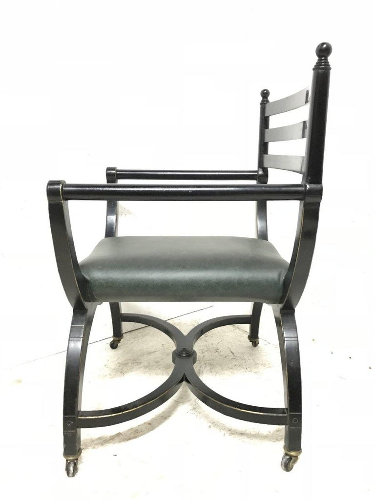 Richard Charles Aesthetic Movement Ebonised Elbow Chair with X Frame ...