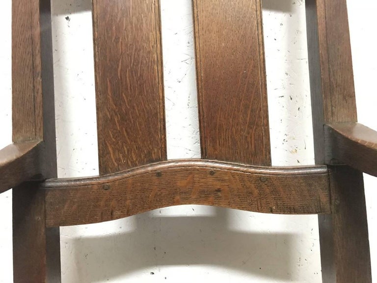 W R Lethaby. A Rare Arts and Crafts Sculptured Oak Armchair with Shaped ...