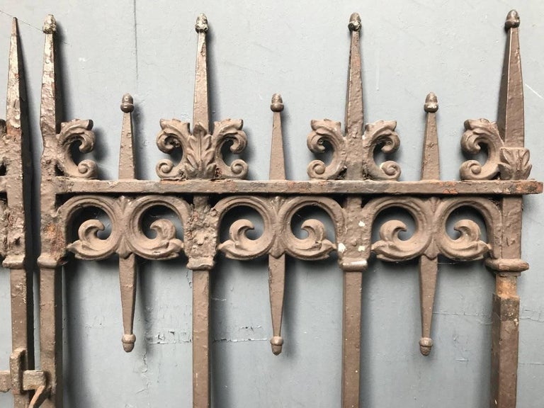 A Pair of Gothic Revival Cast Iron Gates with Acorn Finials and the ...