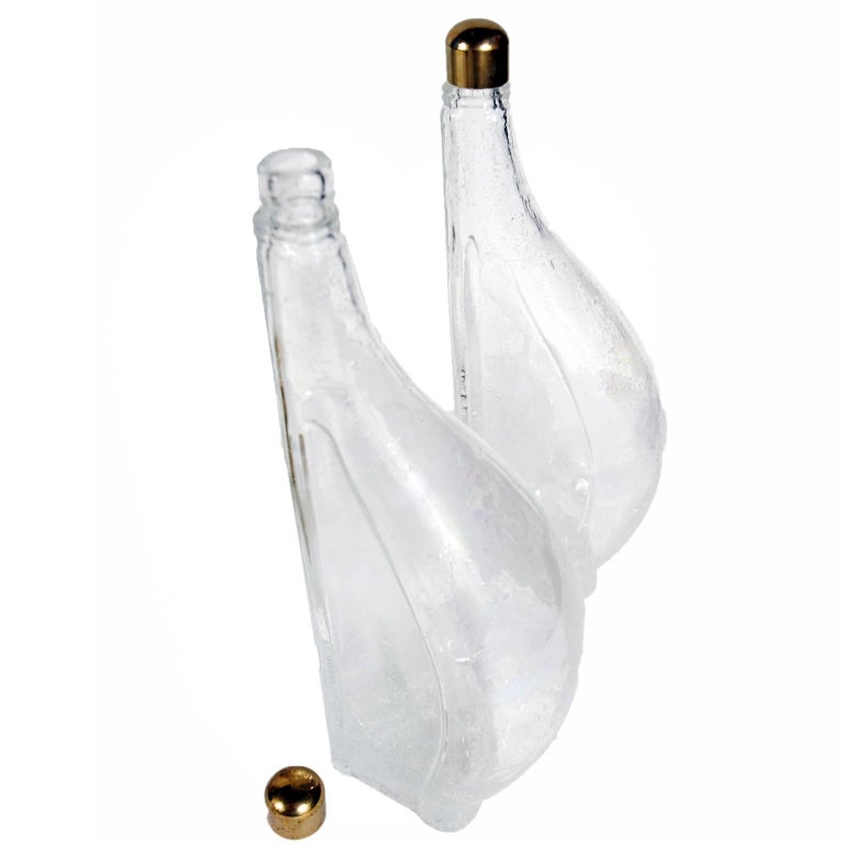 Italian Brass and Glass Pear Shaped Wine Decanter at 1stDibs