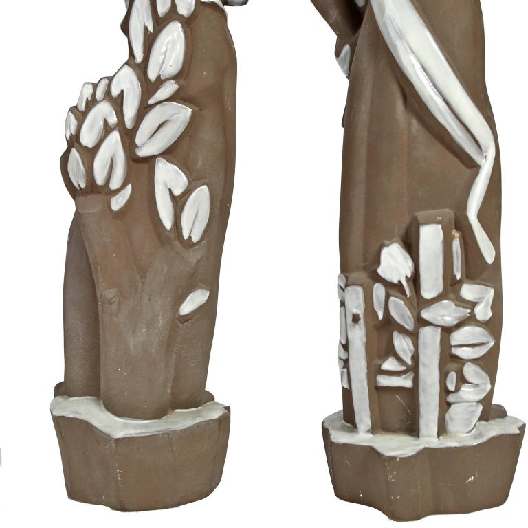 Striking Pair of Ceramic WPA Era/Art Deco Figurines Depicting Workers ...