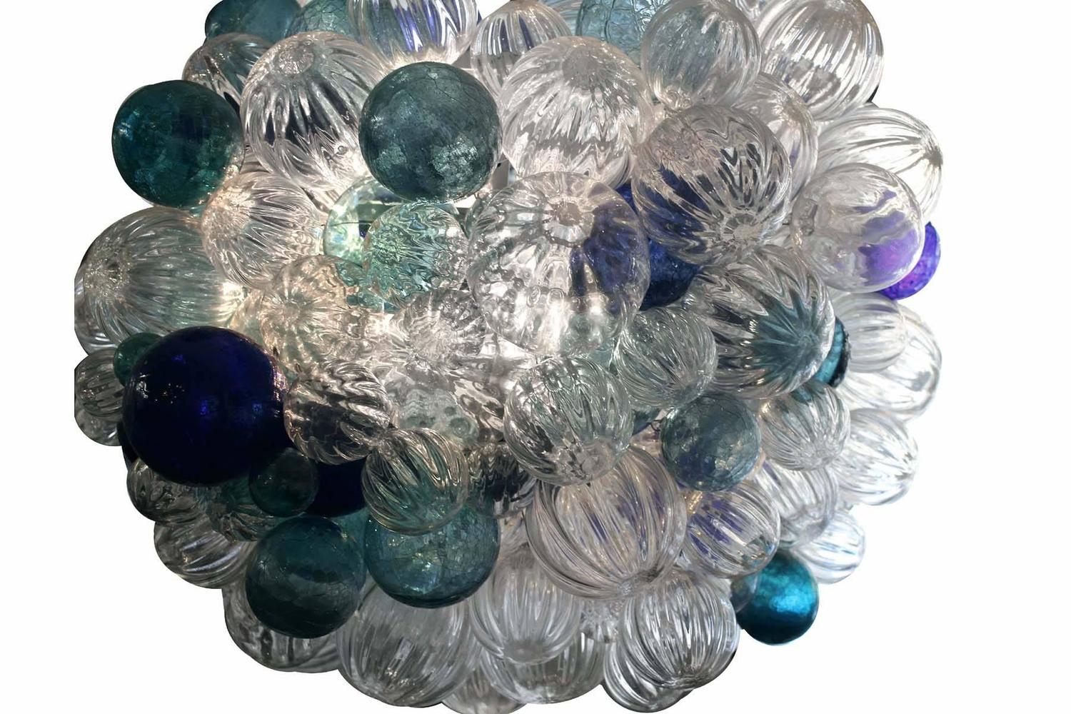 Custom Large Bubble Glass Chandelier For Sale at 1stdibs