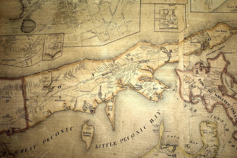 Framed Mid-19th Century Wall Map of Long Island, the Hamptons at 1stDibs