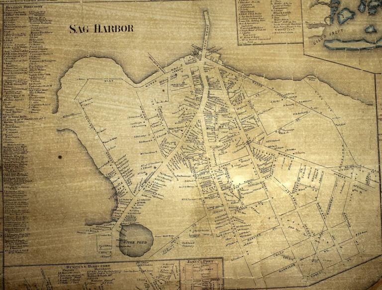 Framed Mid-19th Century Wall Map of Long Island, the Hamptons at 1stDibs