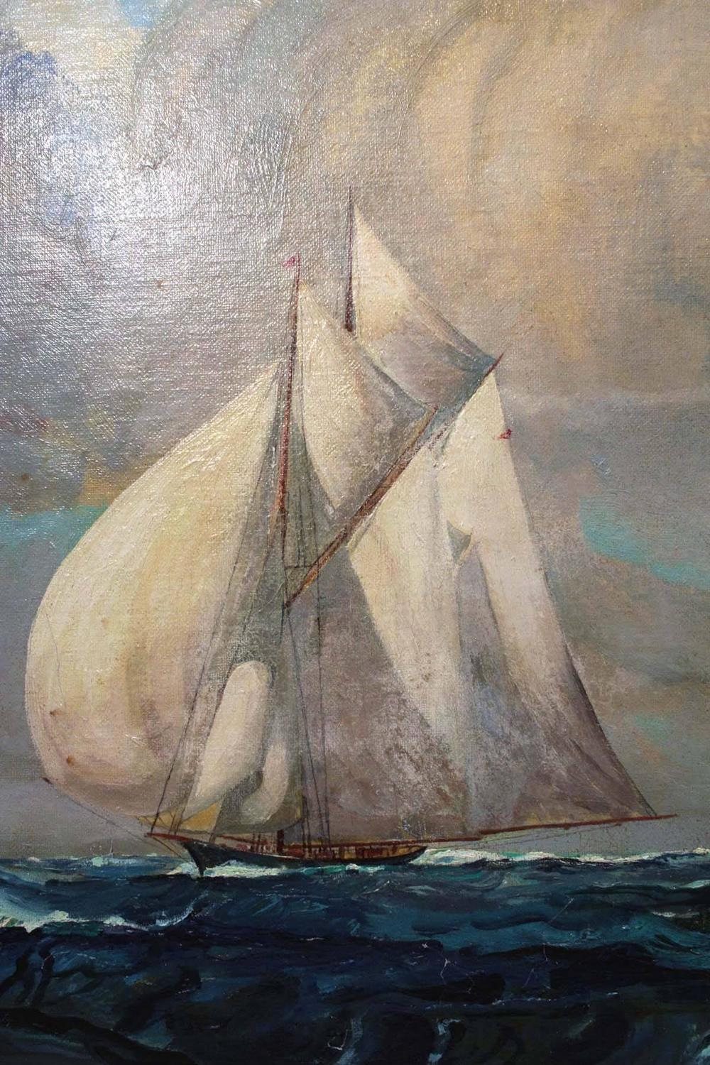 Sail Boat Oil Painting James a Mitchell For Sale at 1stdibs