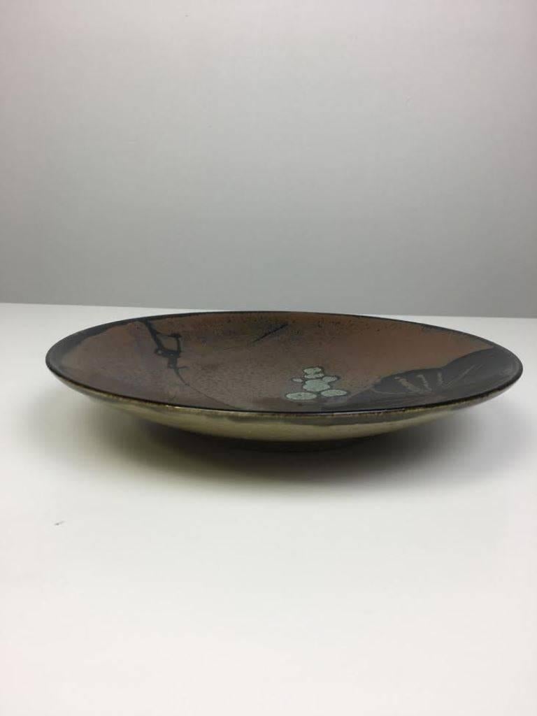 Beautiful Japanese Mashiko Ceramic Pottery Plate with Lily Pad at 1stDibs