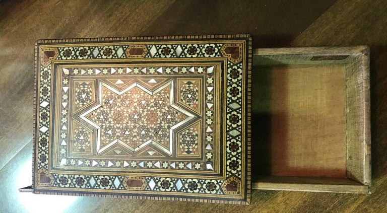 Syrian Inlaid Mosaic Secret Jewelry Box at 1stDibs
