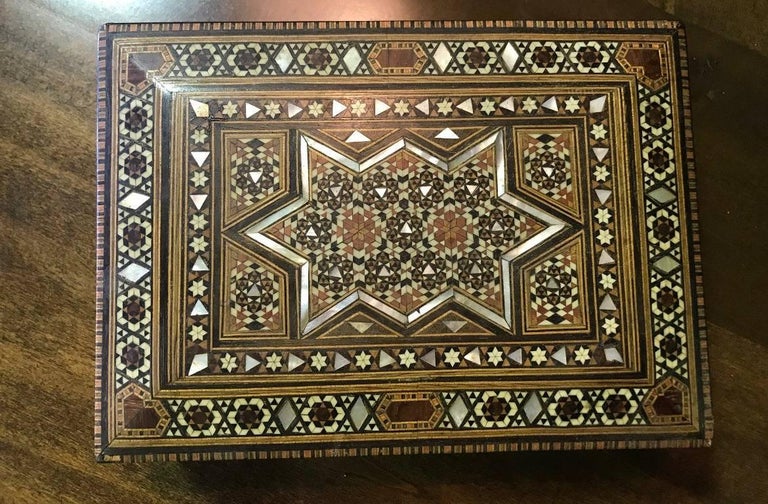 Syrian Inlaid Mosaic Secret Jewelry Box at 1stDibs