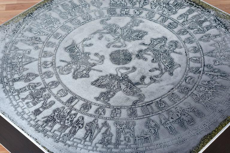 Modern English Embossed Medieval Knight Coffee Table, 1970's Gothic ...