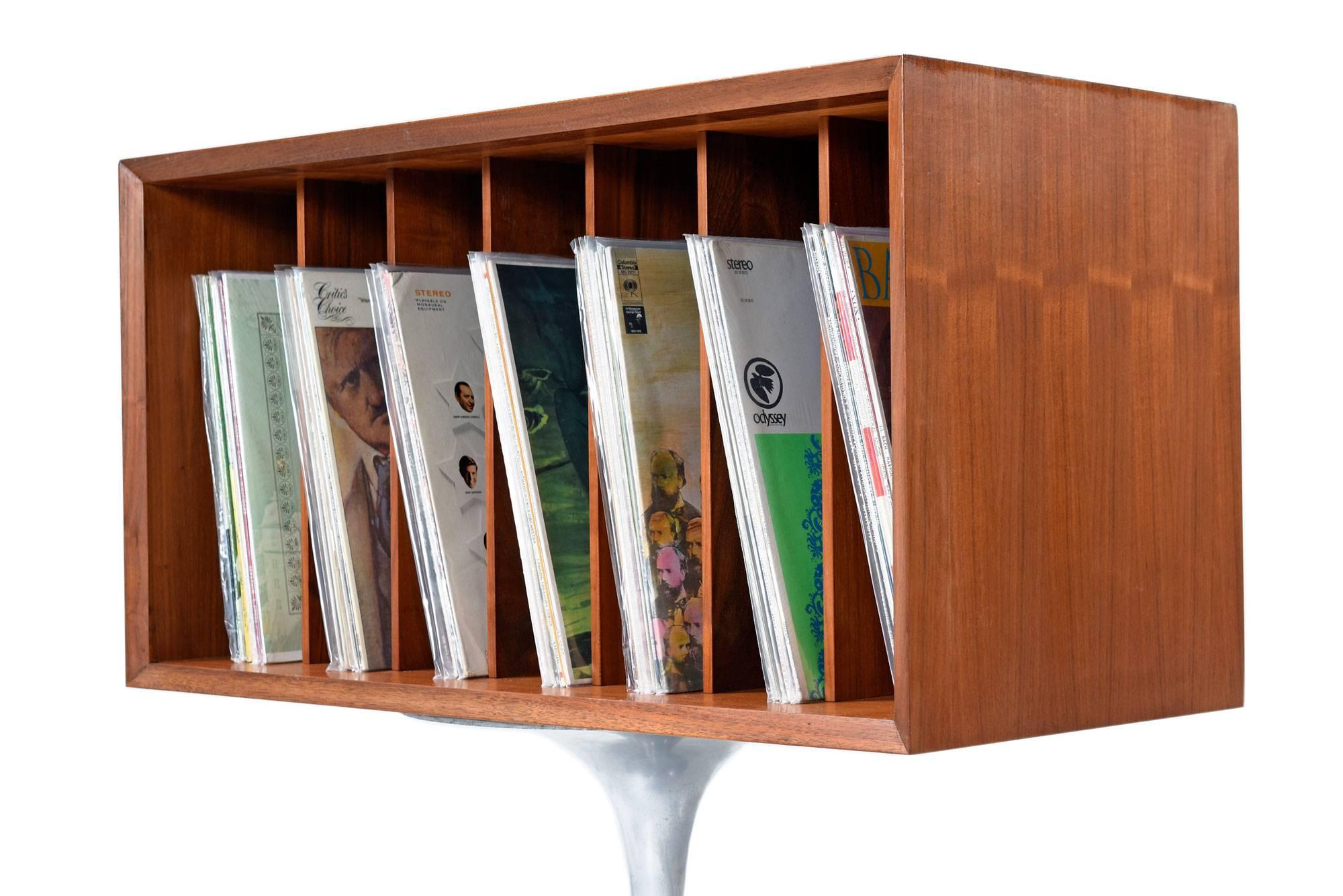 Mid-Century Modern Record Cabinet with Pedestal Base at 1stDibs