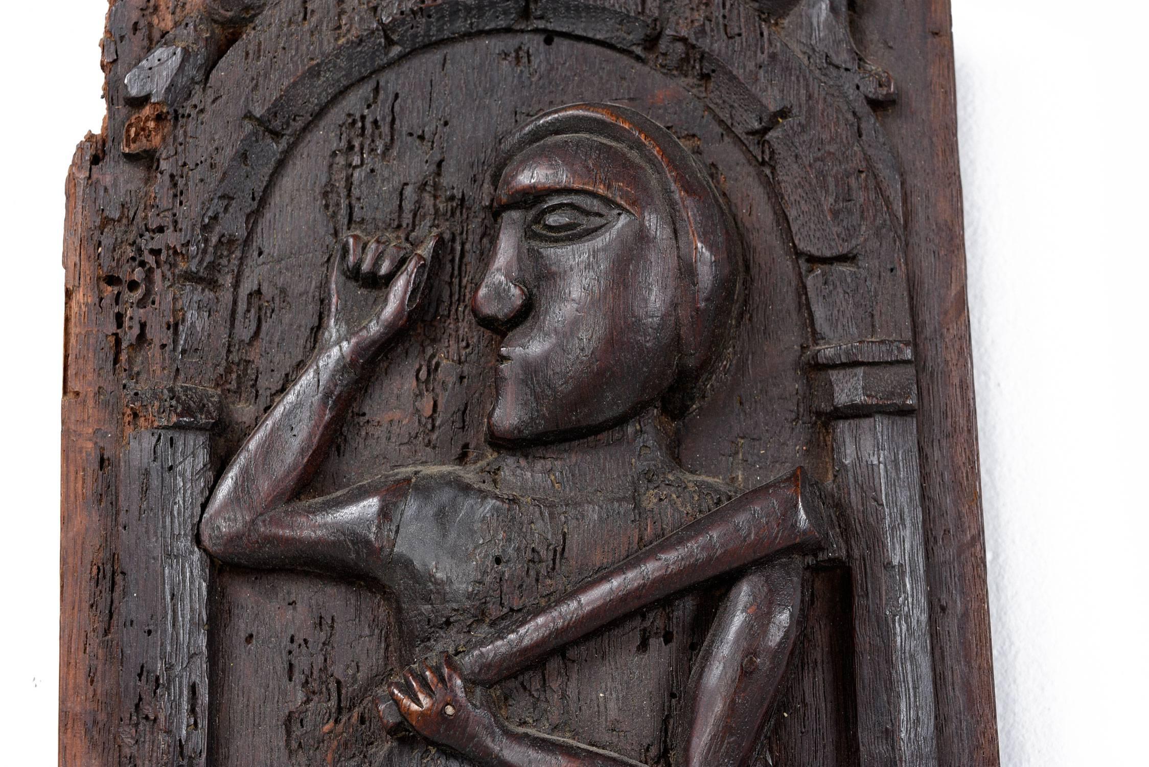 Medieval Aquatic Wildman or Merman Pagan Wood Carving at 1stDibs ...