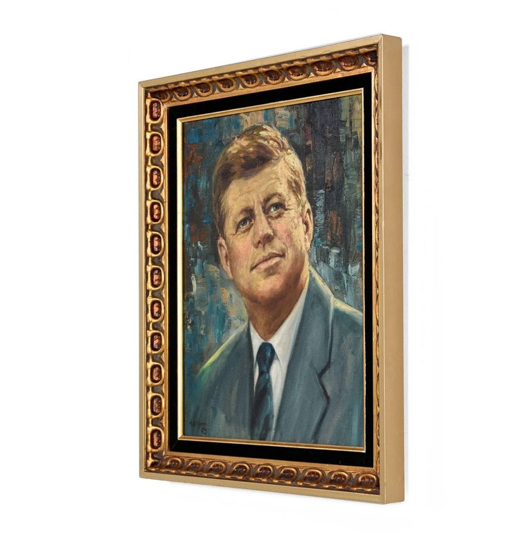 John F. Kennedy Modernist Abstract Presidential Portrait Signed H.E ...
