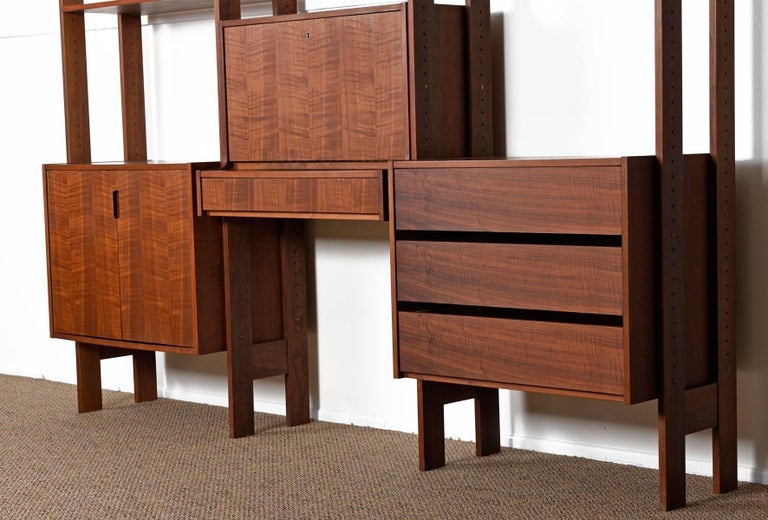 Danish Modern Freestanding Walnut Room Divider Wall Unit, circa 1960s ...