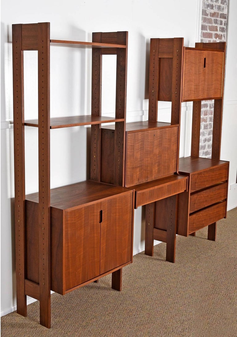 Danish Modern Freestanding Walnut Room Divider Wall Unit, circa 1960s ...