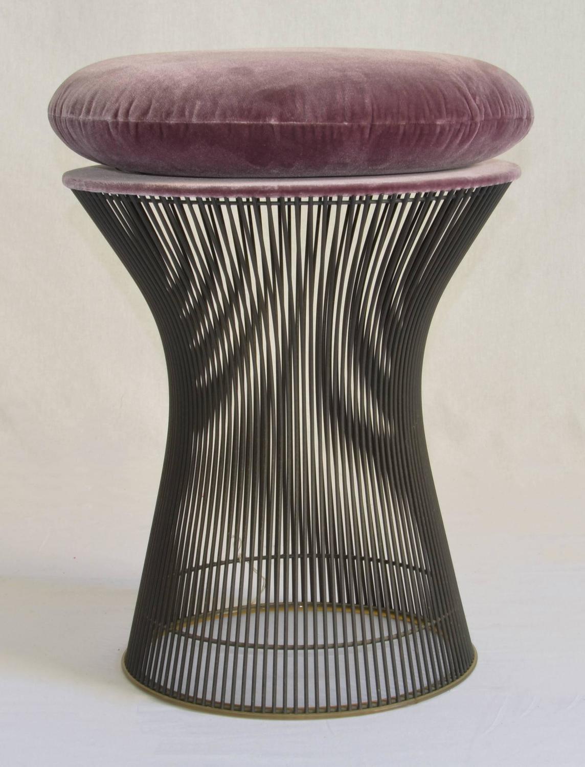 Original Pair of Warren Platner Stools in Silk Velvet at 1stdibs