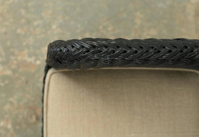 Vintage High-Back Wicker Hall Bench with Cushion at 1stDibs | wicker ...