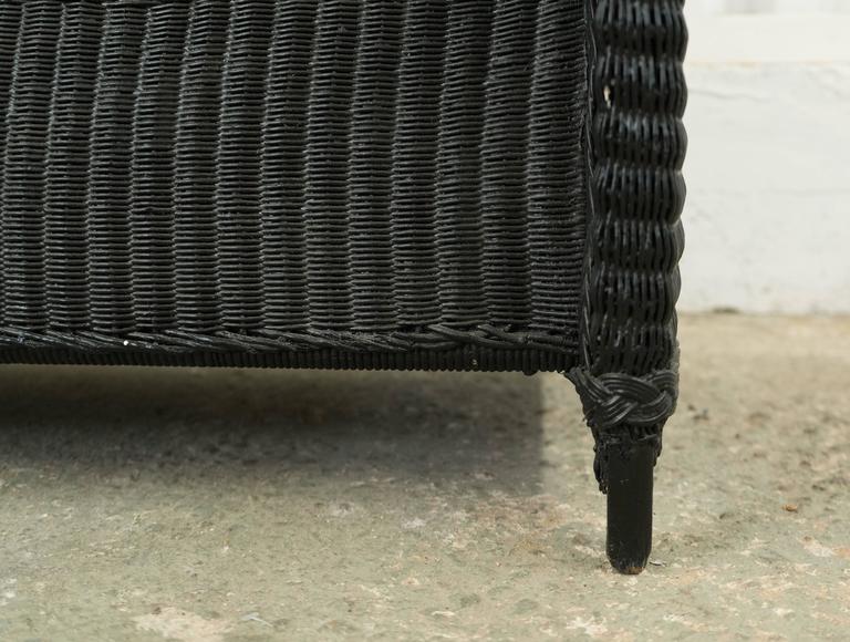 Vintage High-Back Wicker Hall Bench with Cushion at 1stDibs