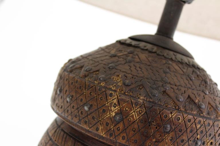 Vintage African Carved Solid Wood Table Lamp at 1stDibs