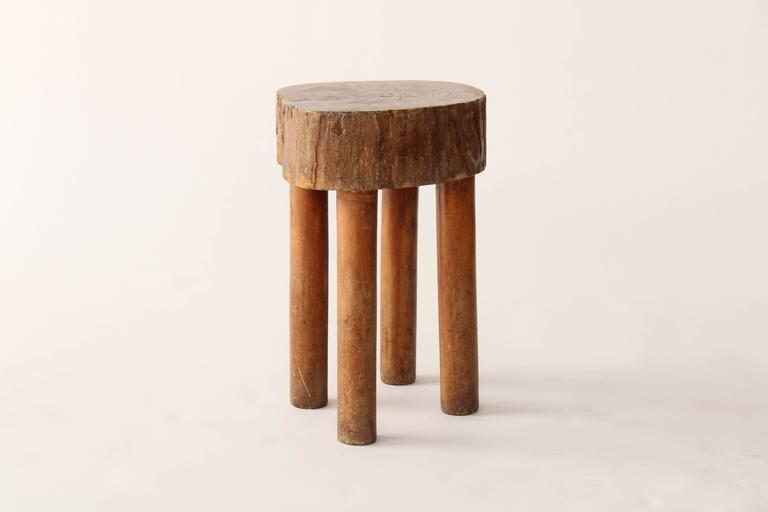 Vintage French Wood Stump Stool at 1stDibs