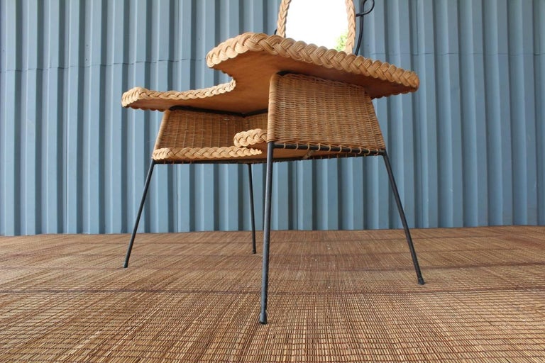 Vintage Wicker and Iron Vanity at 1stDibs | vintage wicker vanity ...
