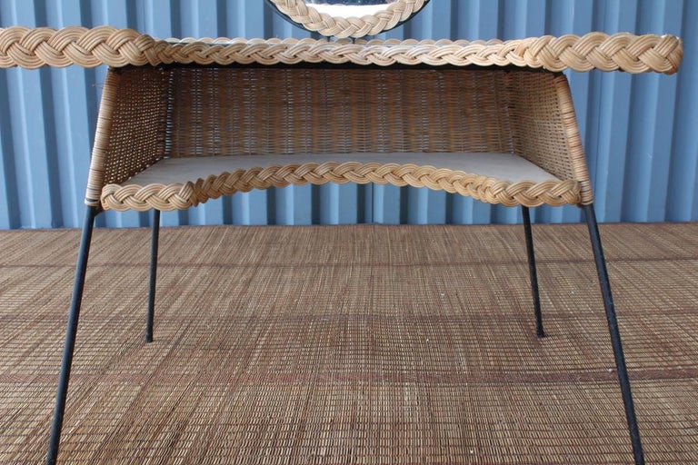 Vintage Wicker and Iron Vanity at 1stDibs | vintage wicker vanity ...