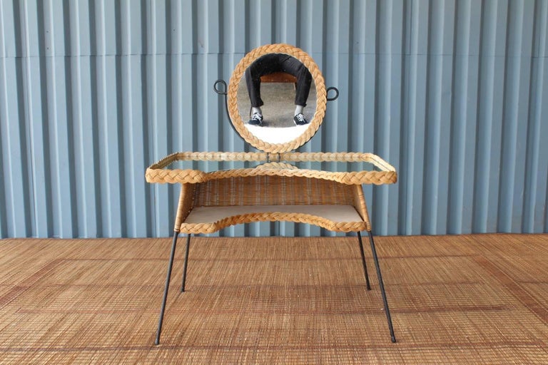 Vintage Wicker and Iron Vanity at 1stDibs | vintage wicker vanity ...