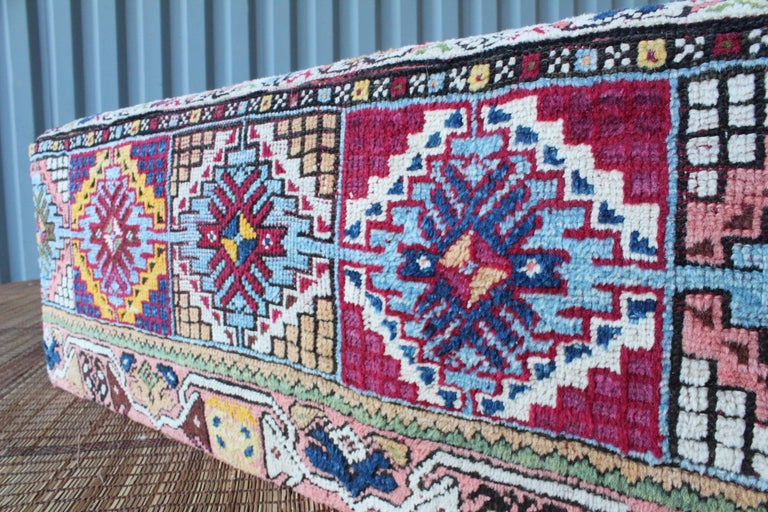 Custom-Made Ottoman Upholstered in a Vintage Turkish Rug at 1stDibs