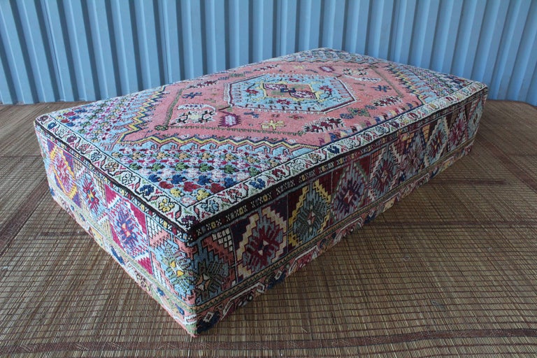 Custom-Made Ottoman Upholstered in a Vintage Turkish Rug at 1stDibs