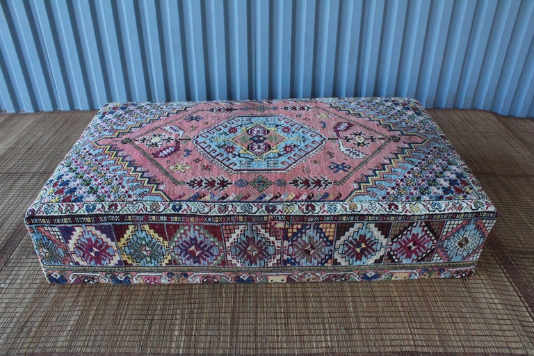 Custom-Made Ottoman Upholstered in a Vintage Turkish Rug at 1stDibs