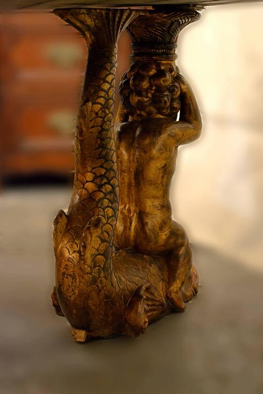 Grand Italian Marble and Carved Gilt Stucco Dining Table at 1stDibs