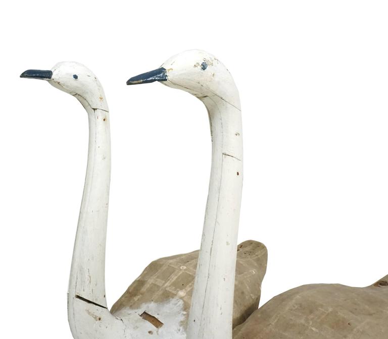 Very Rare Pair of Swan Decoys, Denmark, circa 1900 For Sale at 1stDibs