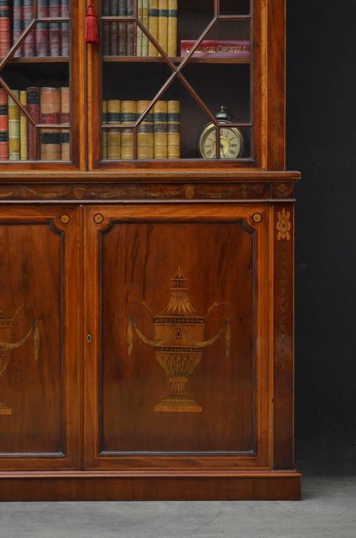 Edwardian Mahogany and Inlaid Library Bookcase at 1stDibs