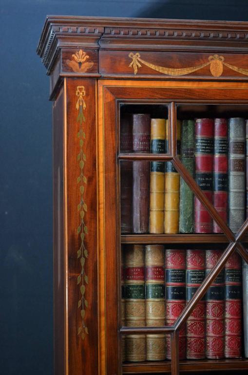 Edwardian Mahogany and Inlaid Library Bookcase at 1stDibs